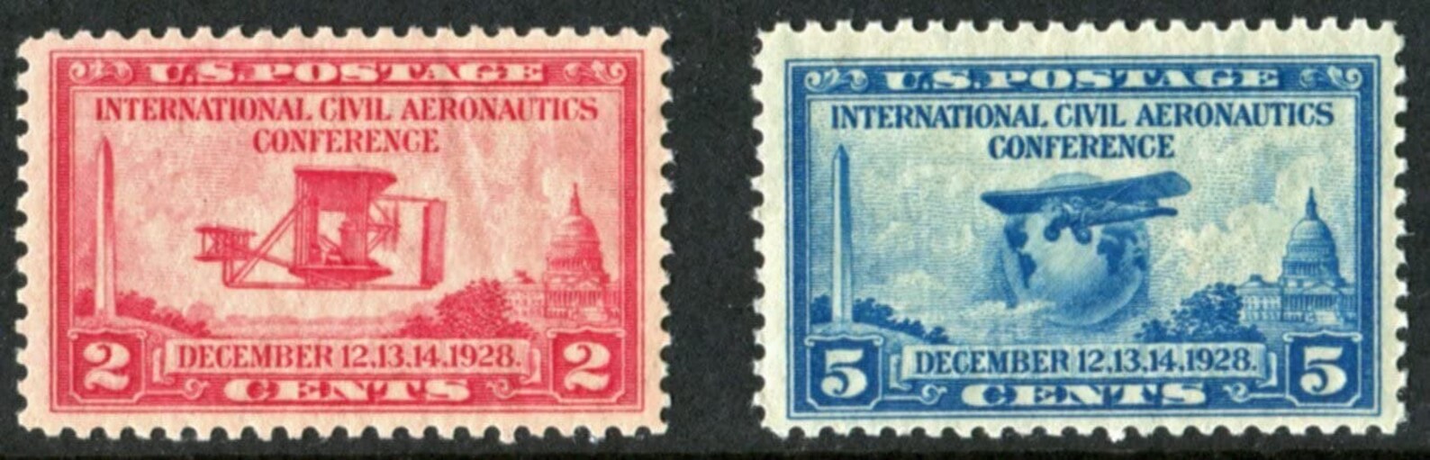 International Civil Aeronautics Conference Set of 2 US Postage Stamps ...