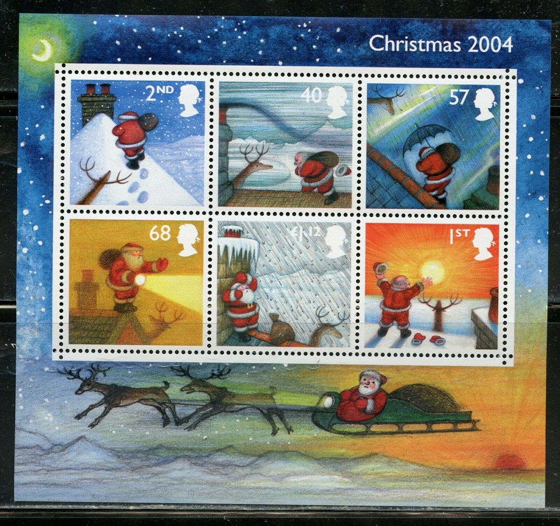 Father Christmas Great Britain Souvenir Sheet of Six Postage Stamps ...