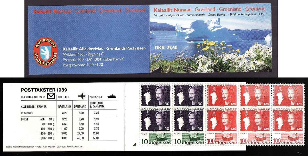 Queen Margrethe II Complete Booklet of Greenland Postage Stamps Issued ...