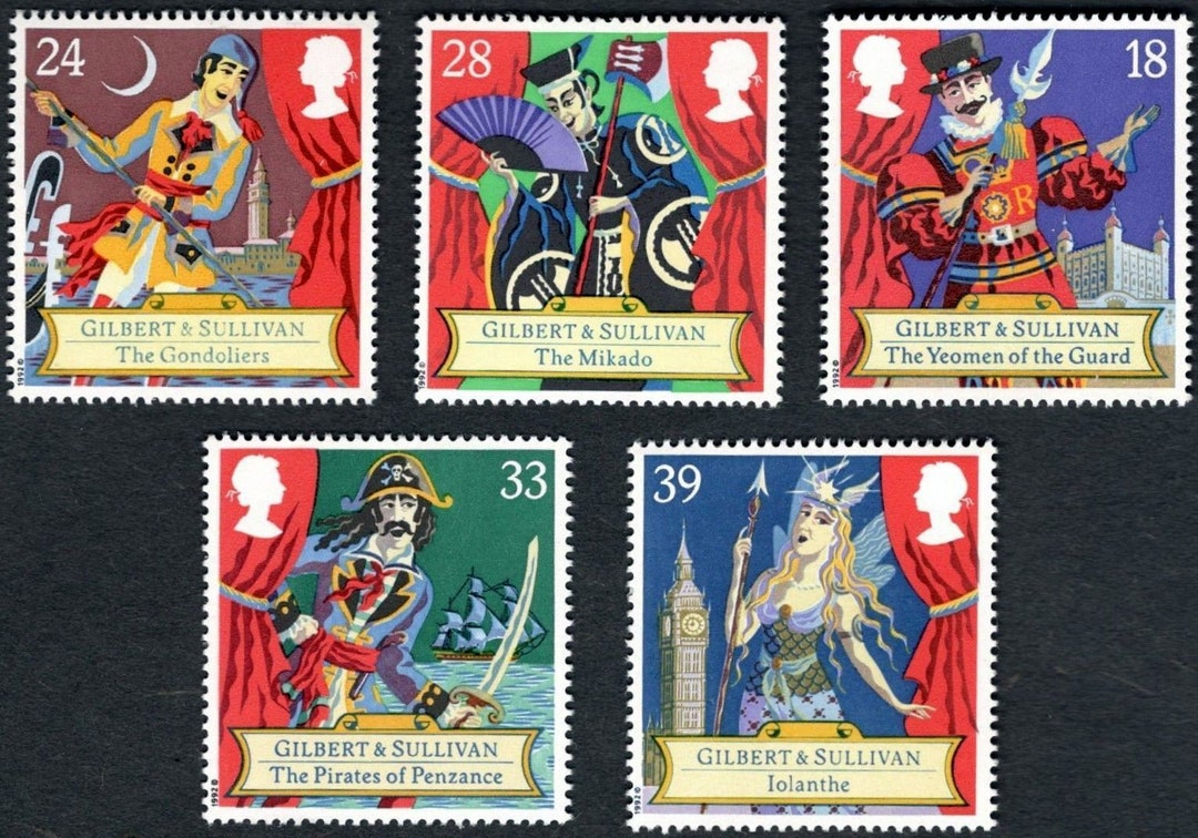 1992 Gilbert and Sullivan Set of Five Collectible Great Britain Postage ...