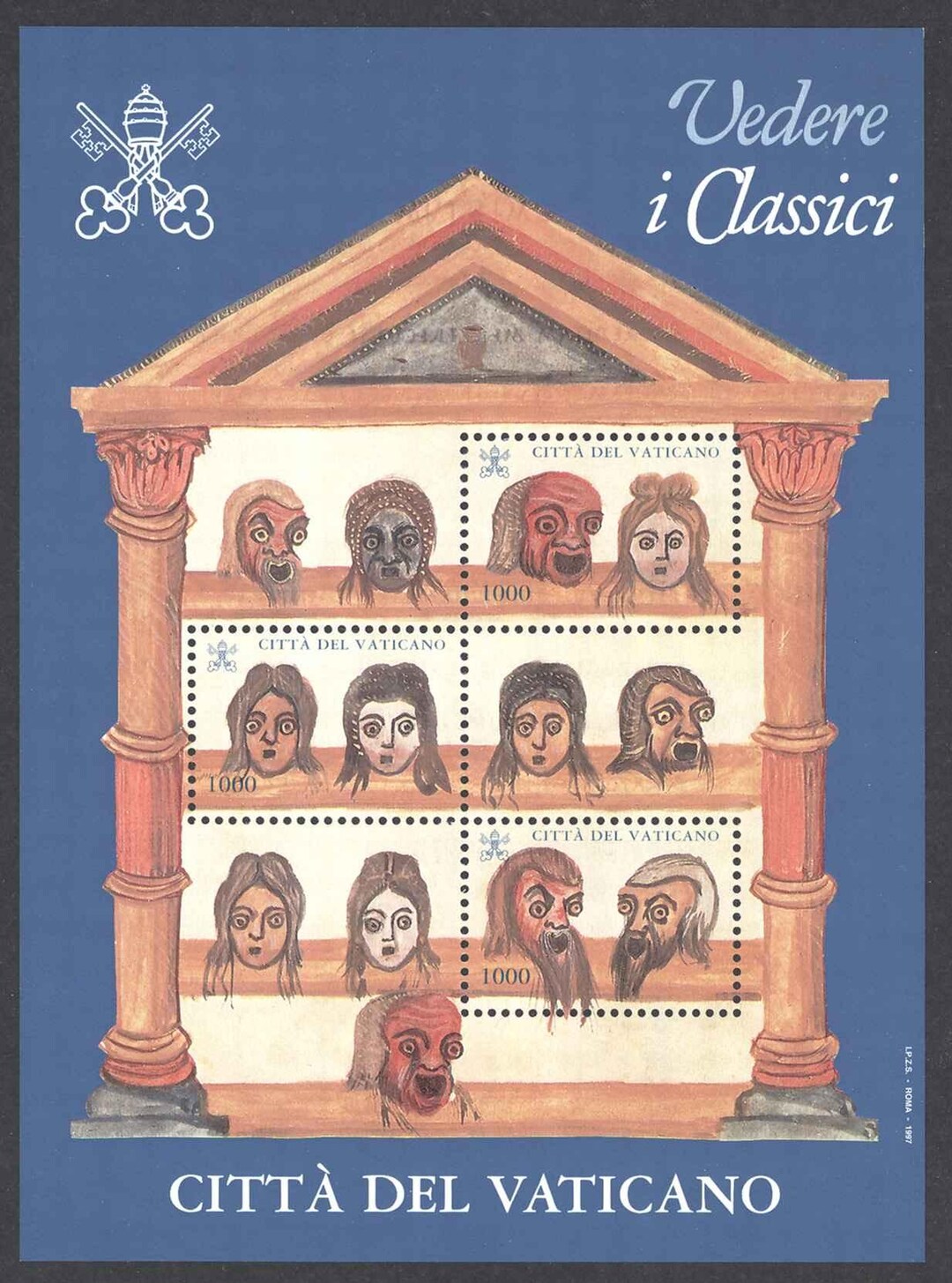 Medieval Book Exhibition Souvenir Sheet of Three Vatican City Postage ...