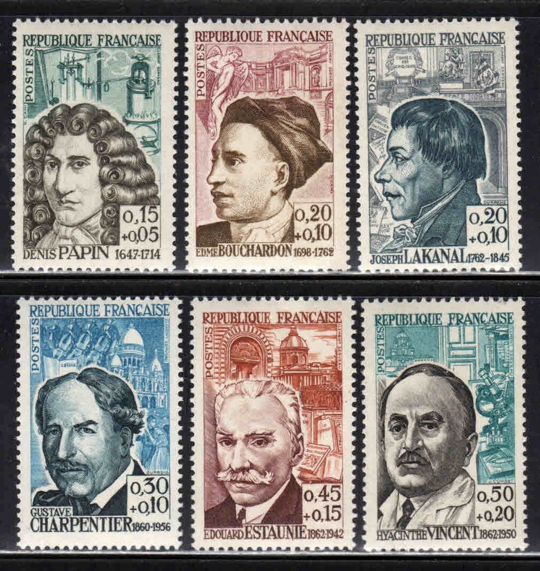 Famous Frenchmen Set of Six France Postage Stamps Lakanal Charpentier ...