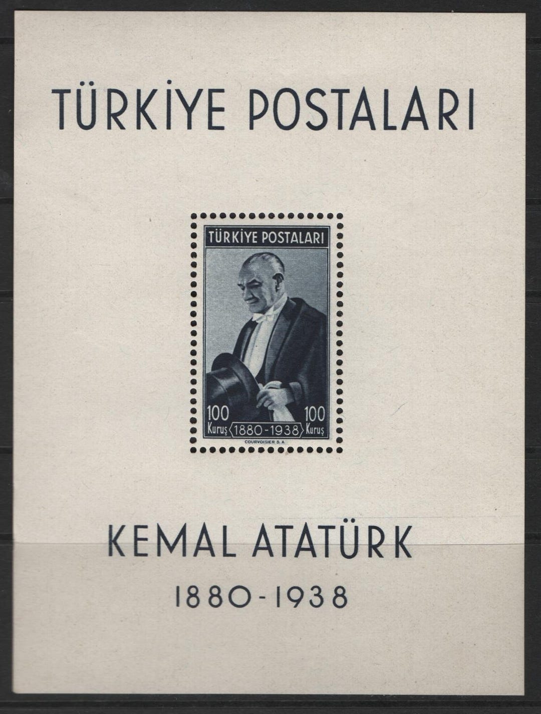 Turkiye 1940 Kemal Ataturk Postage Stamp Souvenir Sheet Mint Never ...
