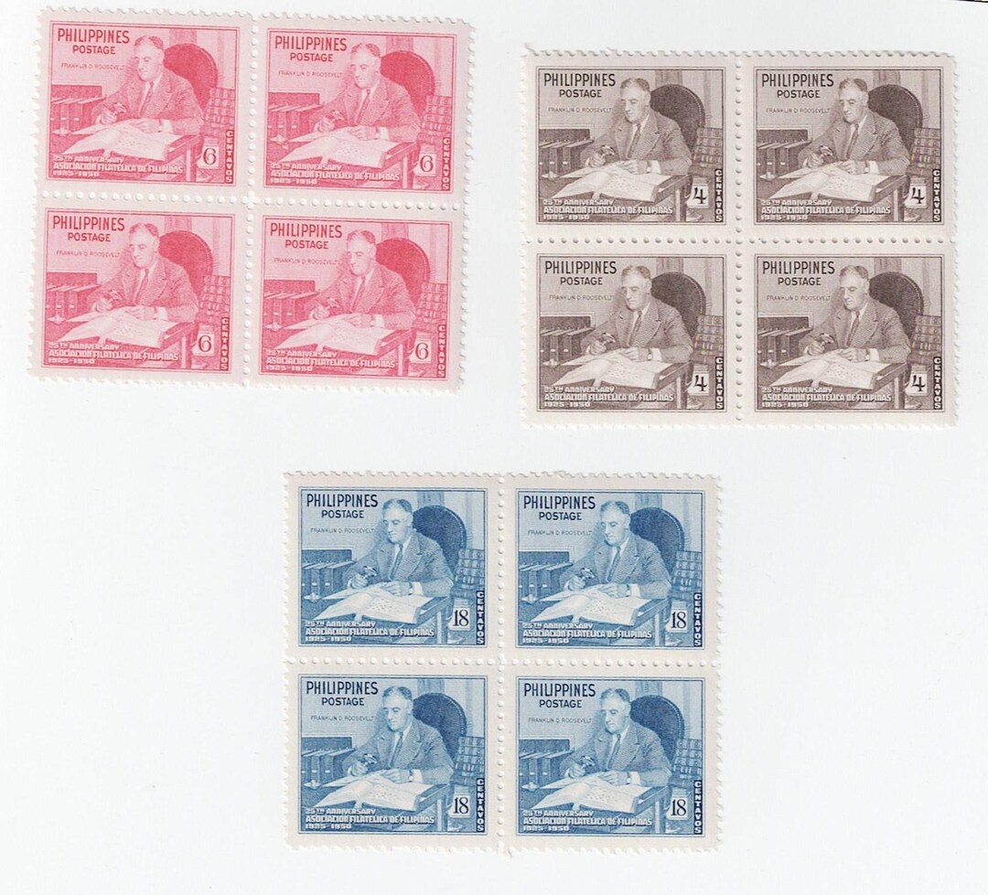 Franklin D Roosevelt Stamp Collection Set of Three Philippines Blocks ...