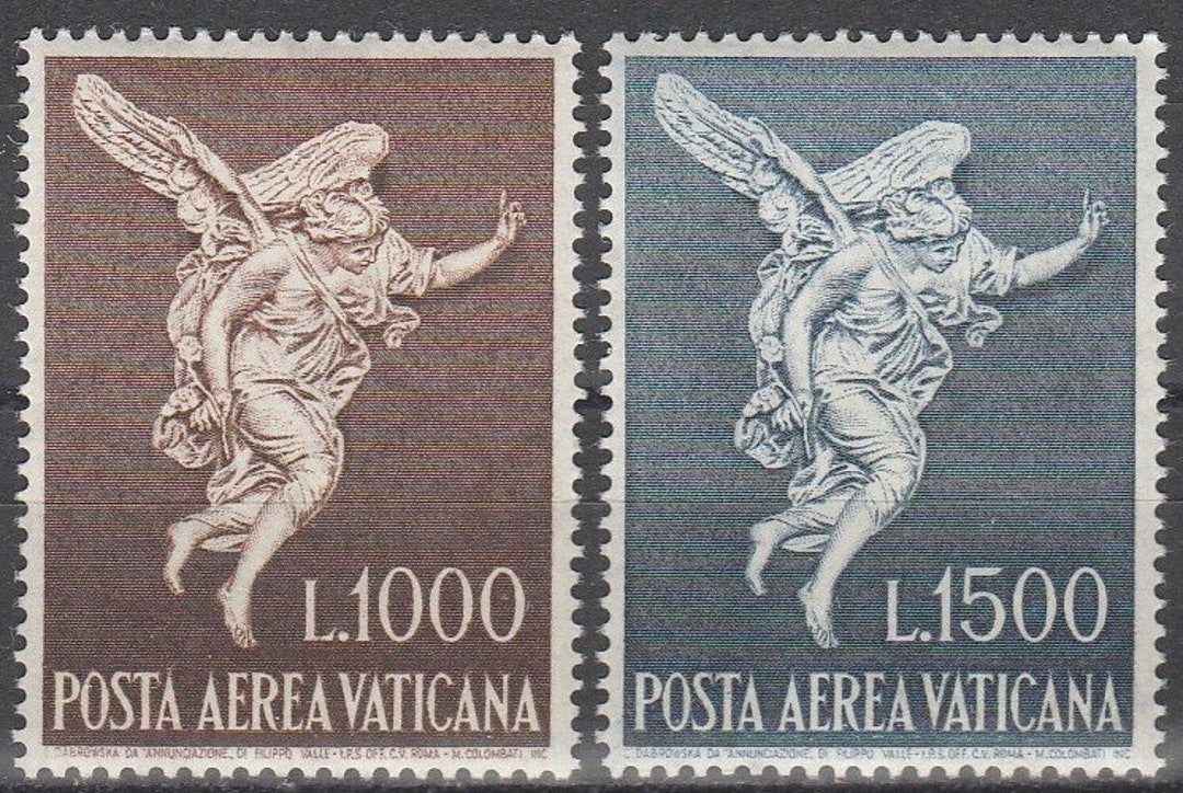 Archangel Gabriel Set of Two Vatican City Air Mail Postage Stamps ...
