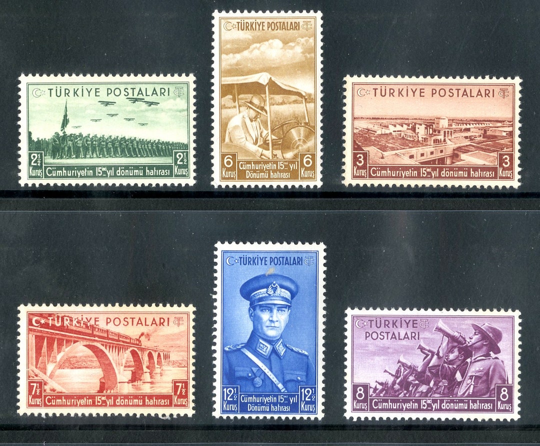 1938 15th Anniversary of Republic Set of Six Turkiye turkey Postage ...