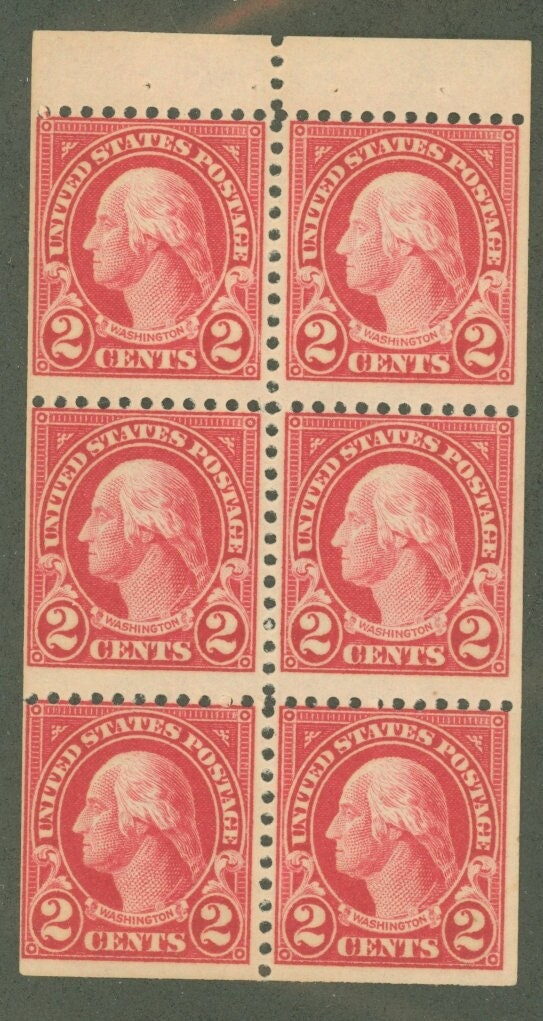 George Washington Pane of Six 2-cent United States Postage Stamps ...