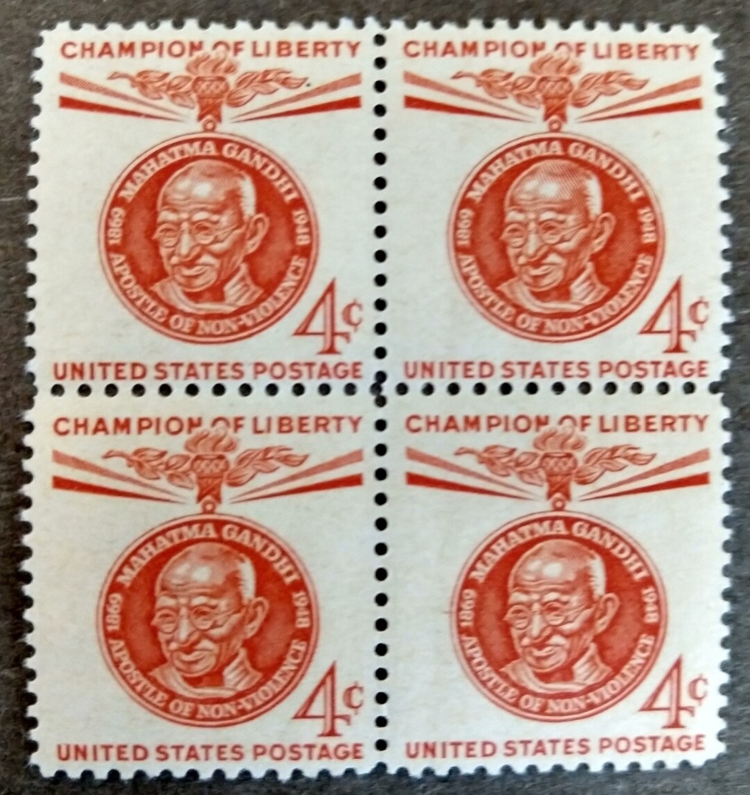 Mahatma Gandhi Block of Four 4-cent US Postage Stamps Issued 1961 - Etsy