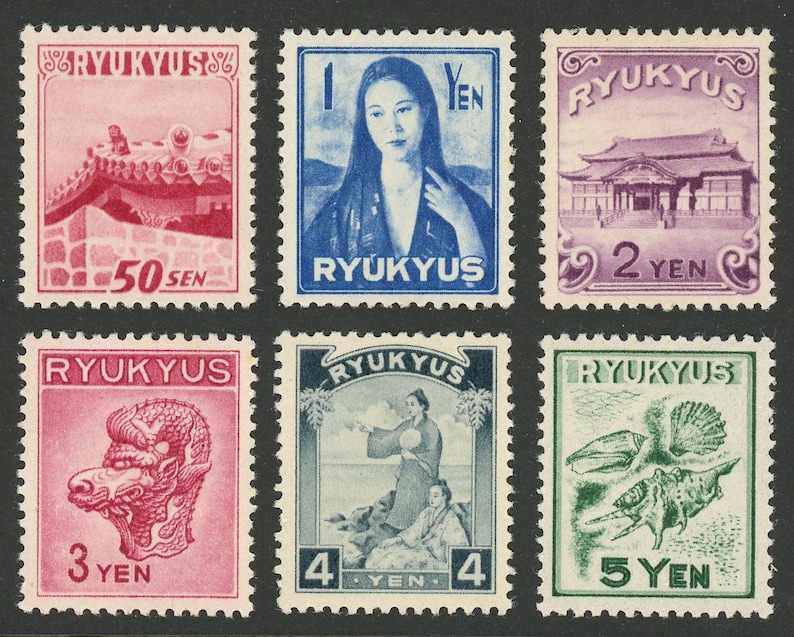 Ryukyu Islands Set of Six Postage Stamps Issued 1950 - Etsy