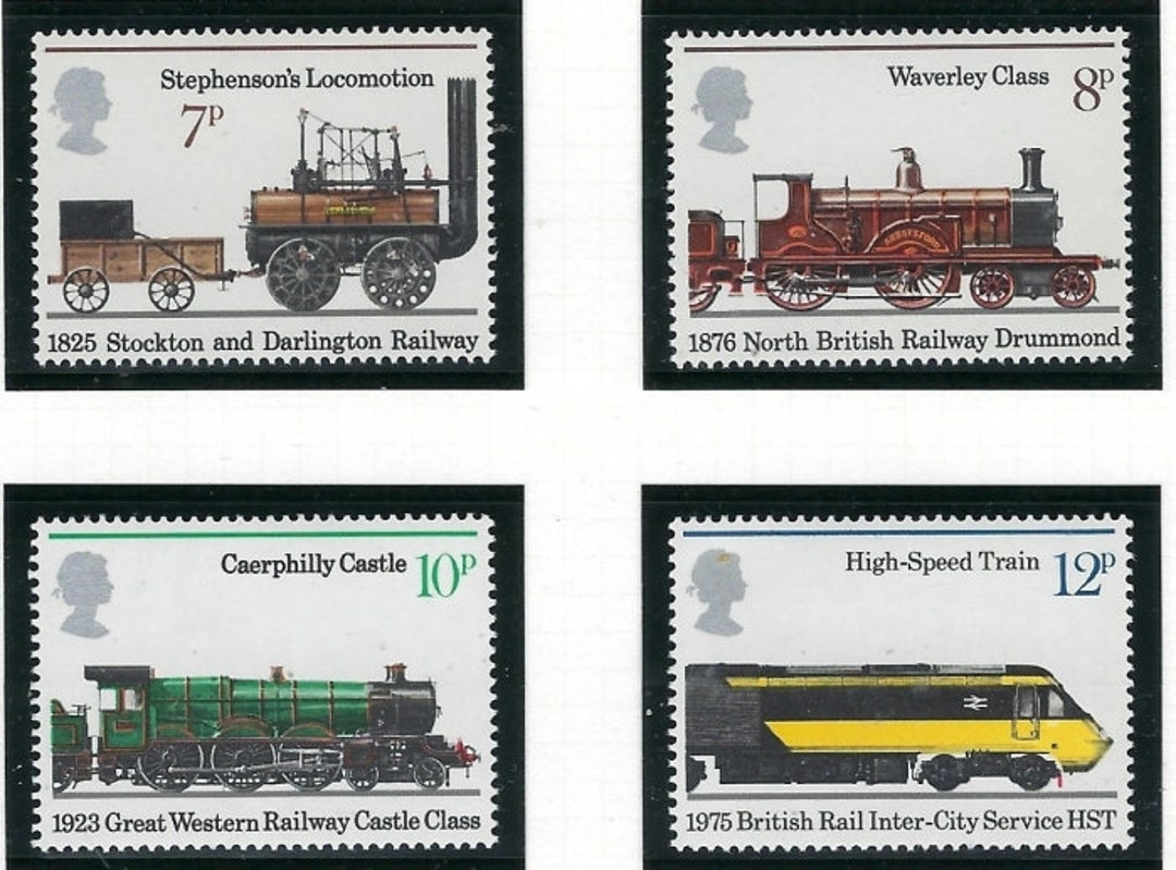 Great Britain 1975 Trains Set of Four Postage Stamps Issued Mint Never ...