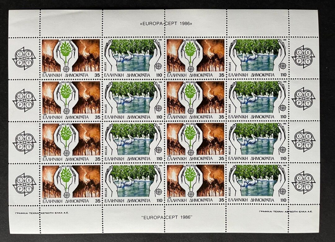 Europa Nature and Environment Sheet of Sixteen Greece Postage Stamps ...