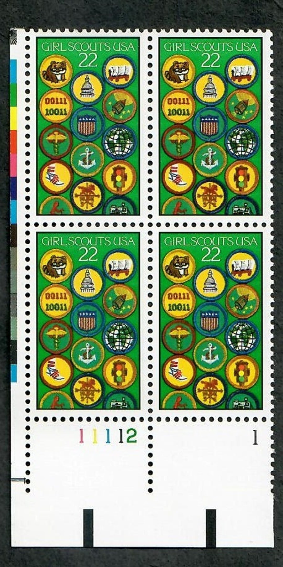 Girl Scouts Plate Block of Four 22-cent United States Postage Stamps ...