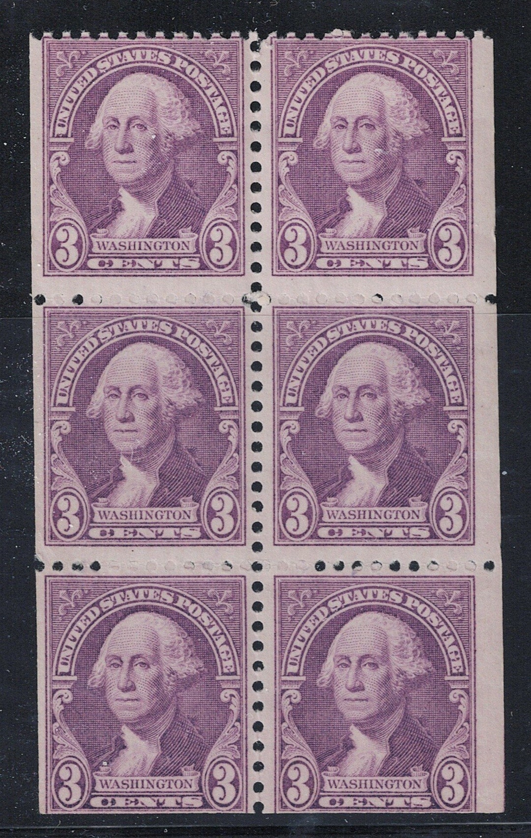 George Washington Booklet Pane of Six 3-cent United States Postage ...