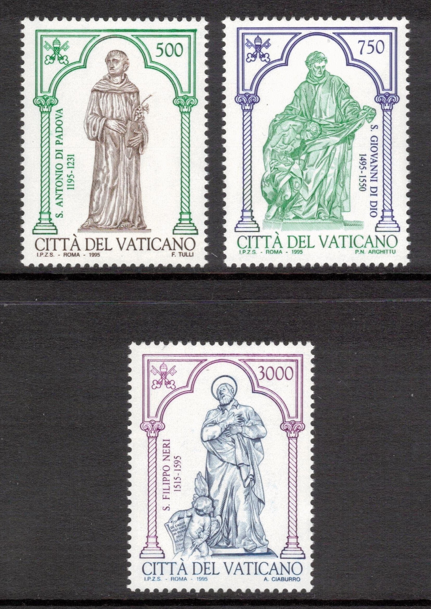 Anthony of Padua Set of Three Vatican City Postage Stamps Issued 1995 ...