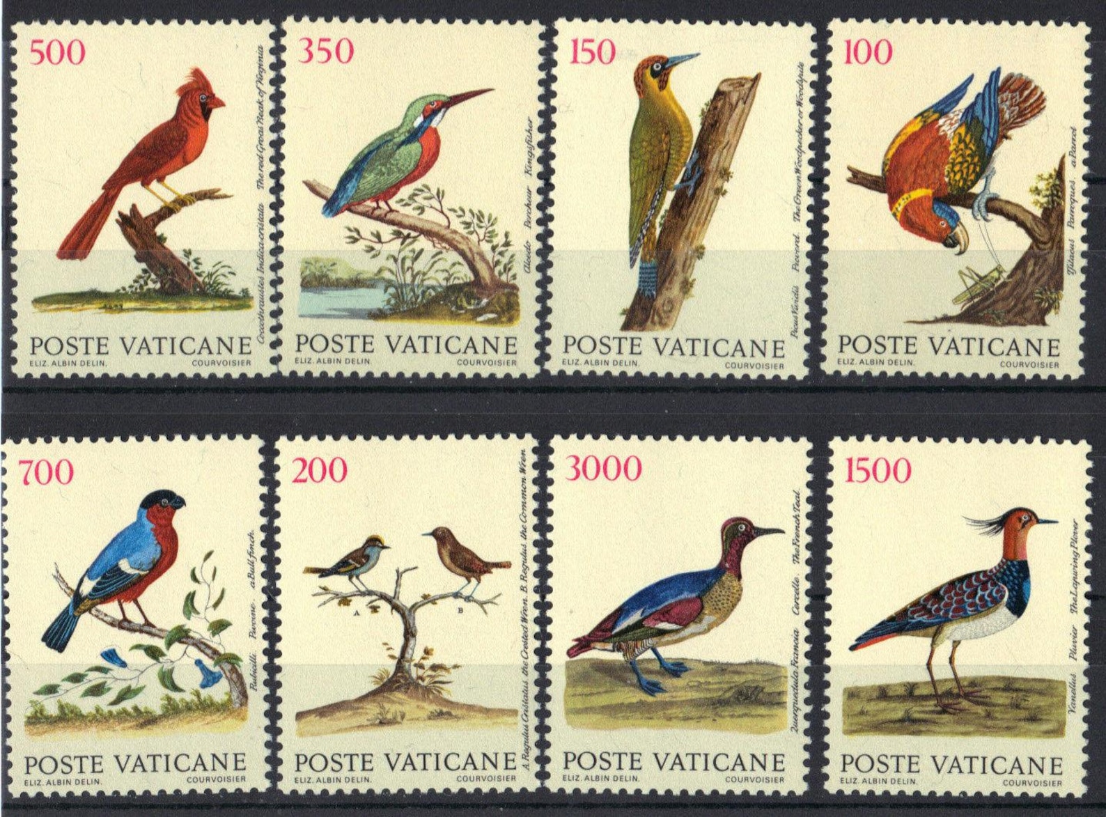 Vatican City 1989 Bird Illustrations Set of Eight Postage Stamps Mint ...