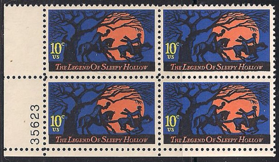 Legend of Sleepy Hollow Plate Block of Four 10-cent US Postage Stamps ...