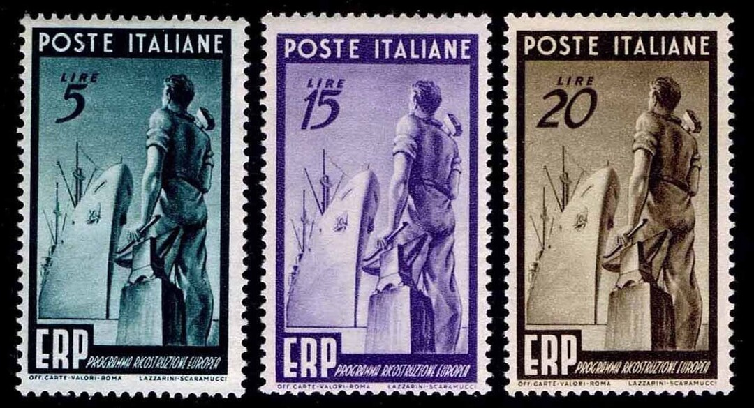 Worker and Ship Set of Three Italy Postage Stamps Issued 1949 - Etsy