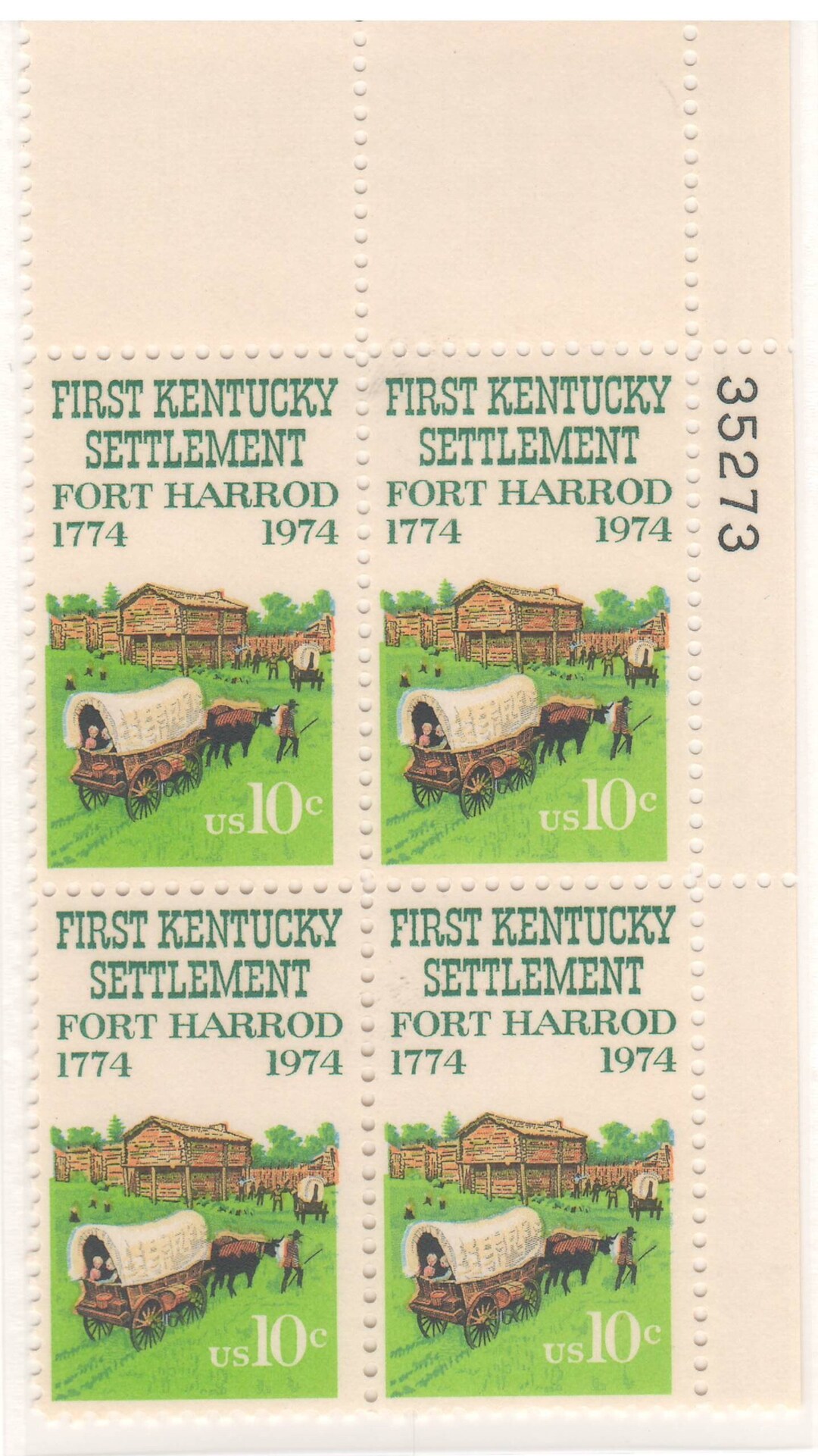 First Kentucky Settlement Plate Block of Four 10-cent United States ...