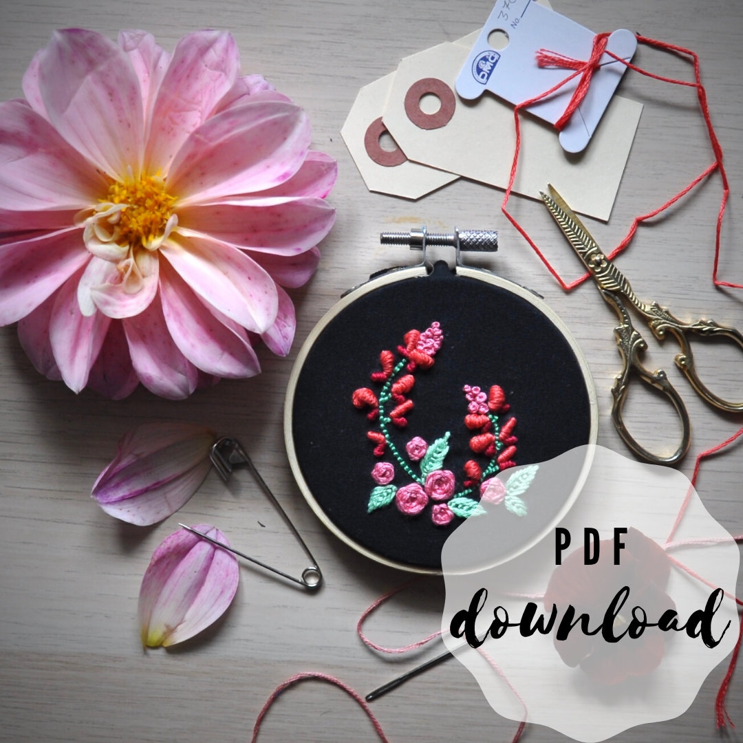 Beginner DIY Embroidery Pattern PDF Download, 3", 4", Lupines Flowers ...