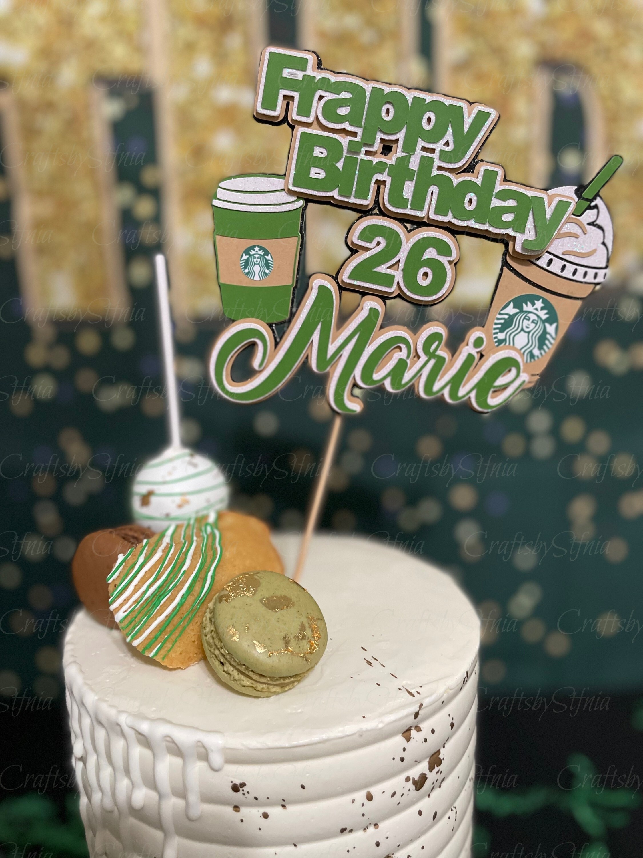 Party Supplies Personalised Starbucks inspired cake topper Paper ...