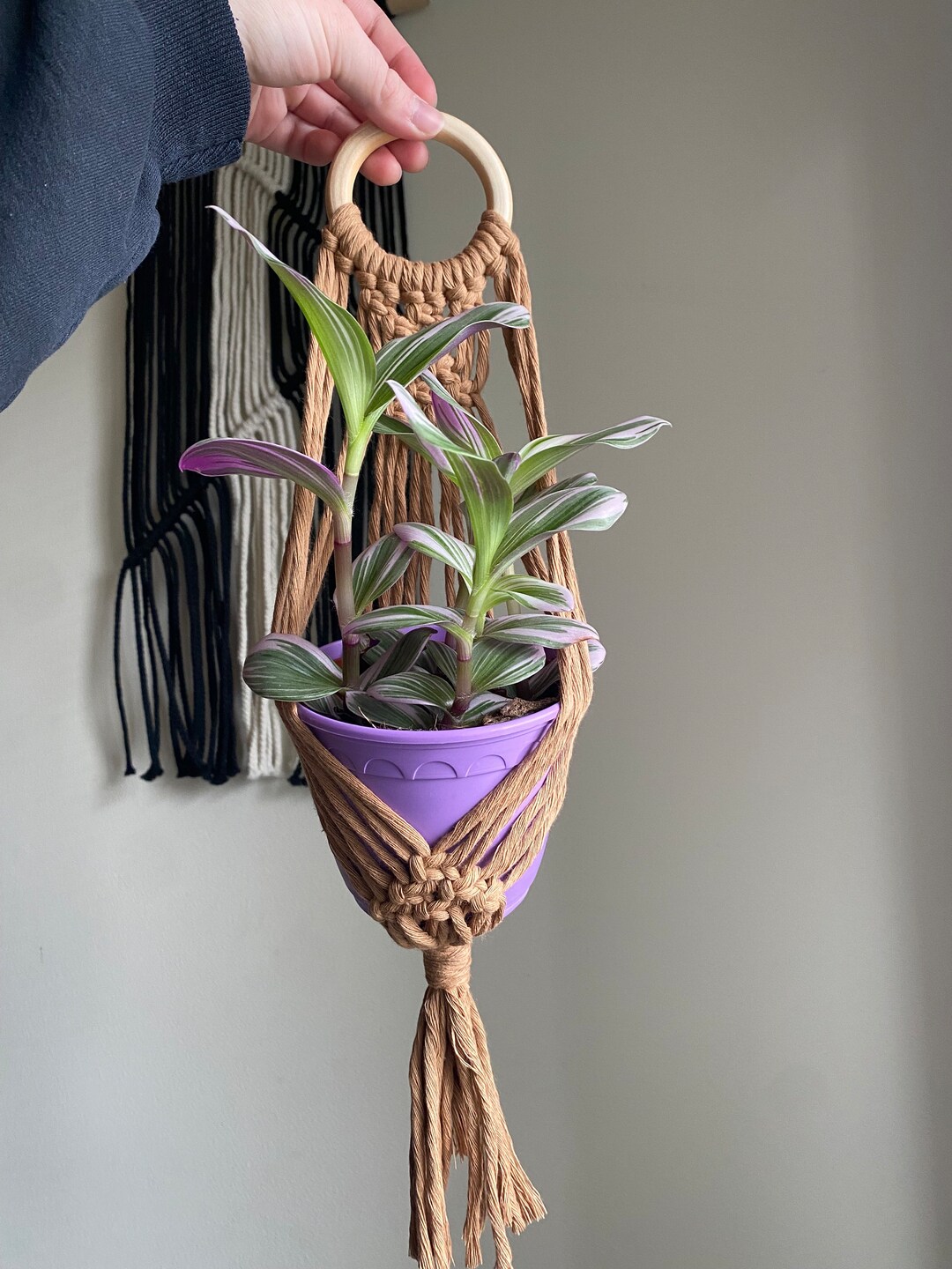 Mini Macrame Plant Hanger | Boho Plant Hanger | Hand Made Plant Hanger ...