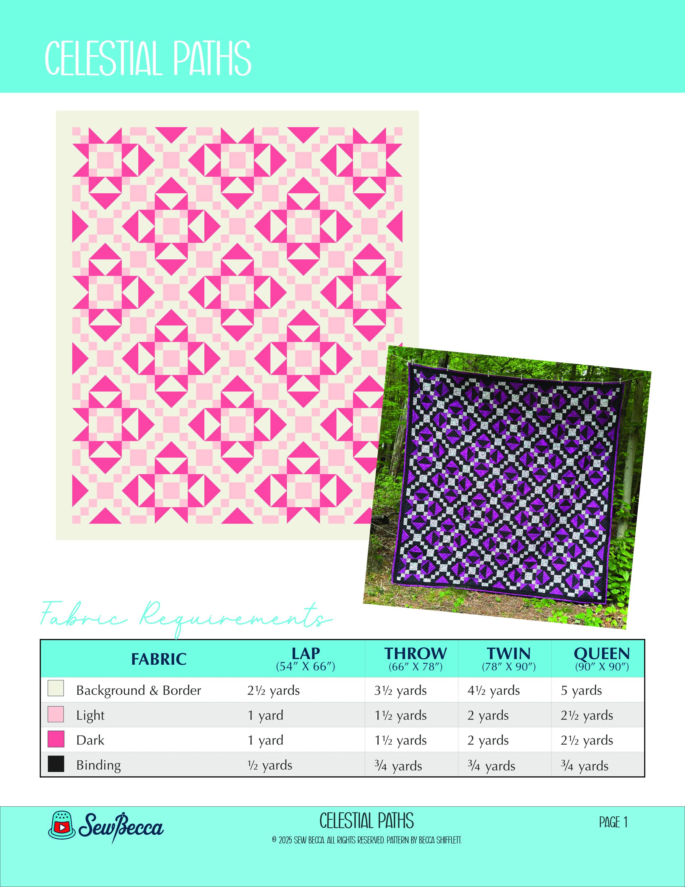 Celestial Paths Quilt Pattern | 4 Sizes Included | Beginner Friendly - Etsy