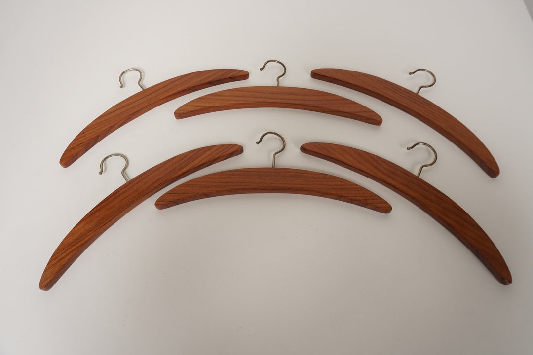 6 X Teak Clothes Hangers Clothes Coat Hanger Teak 60s 60s Mid Century ...