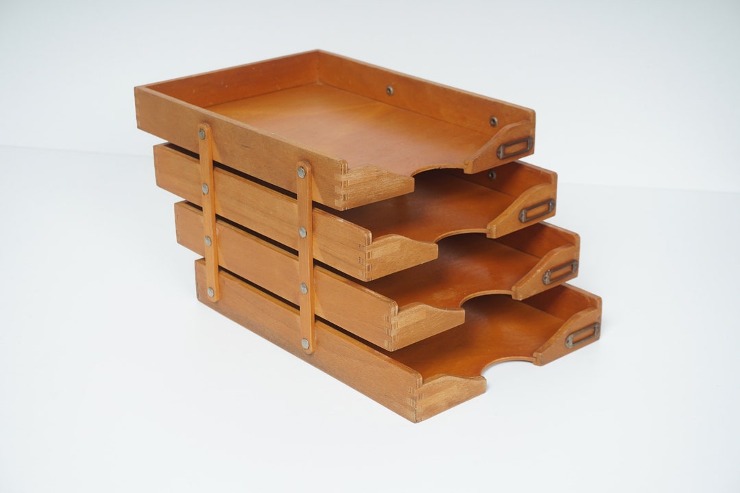 Beech File Tray 4-compartment Desk Tray Wooden Document Tray - Etsy