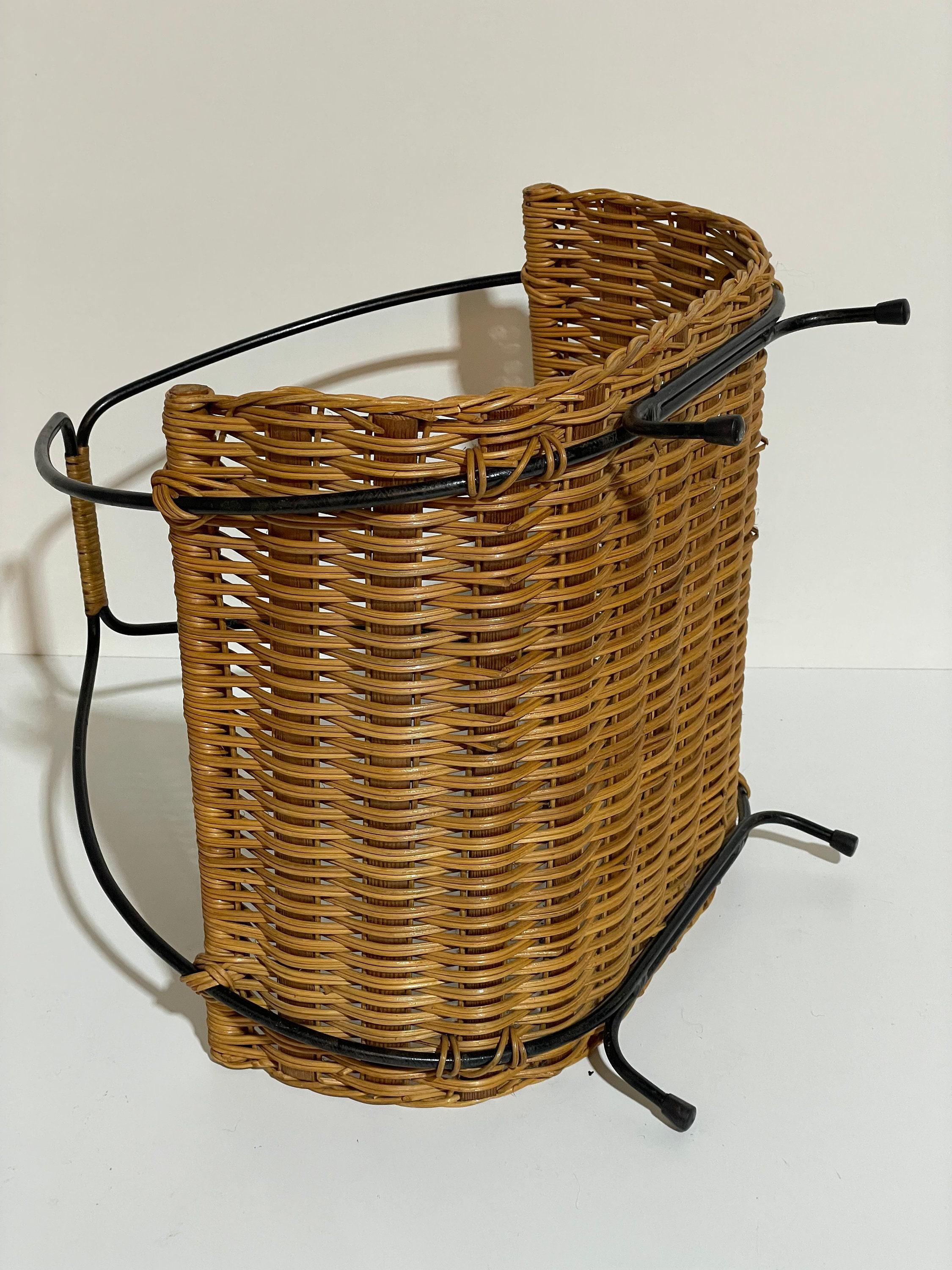 Vintage Newspaper Rack Basket Weave Wicker Newspaper Rack String 60s ...