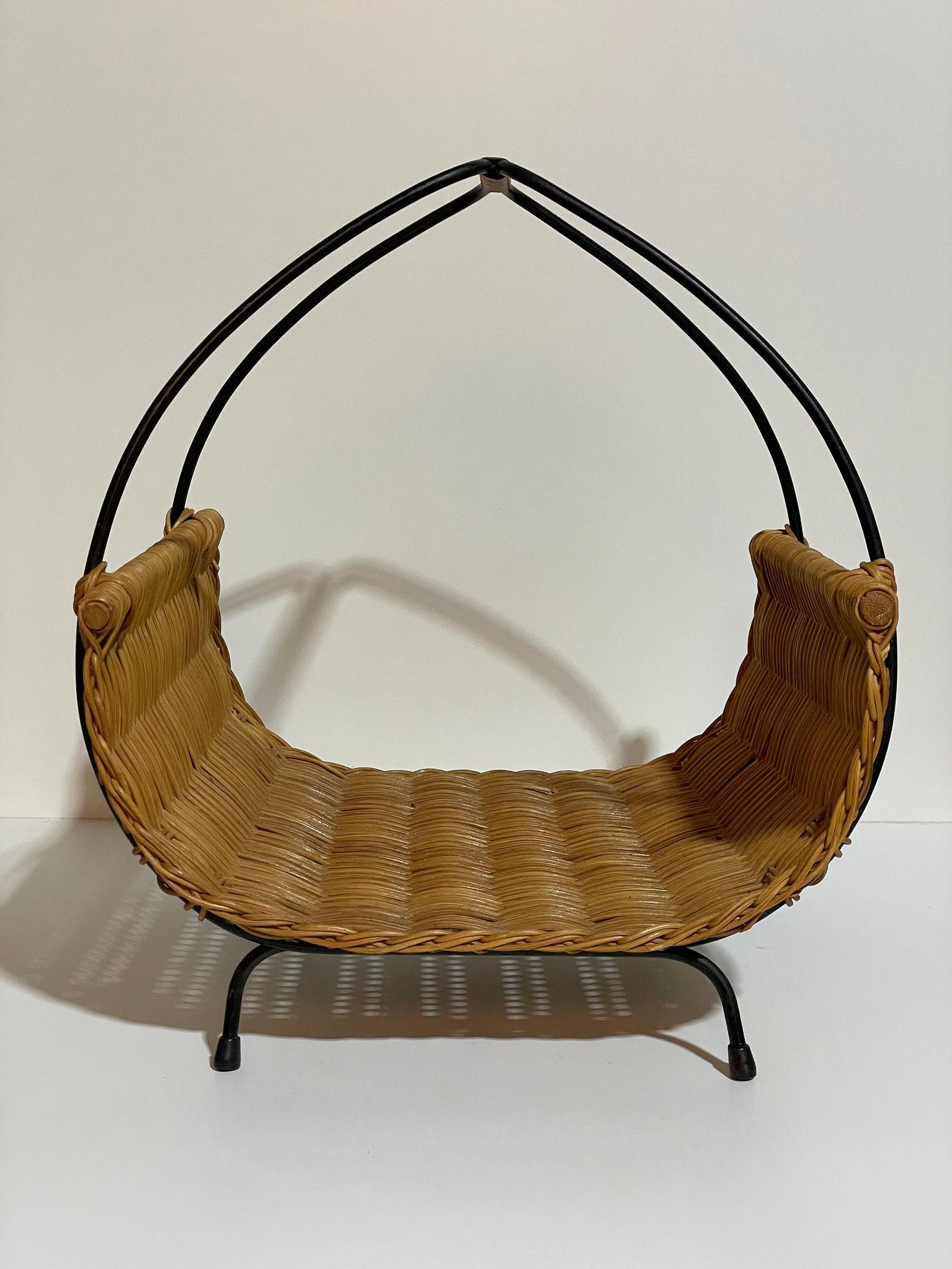 Vintage Newspaper Rack Basket Weave Wicker Newspaper Rack String 60s ...