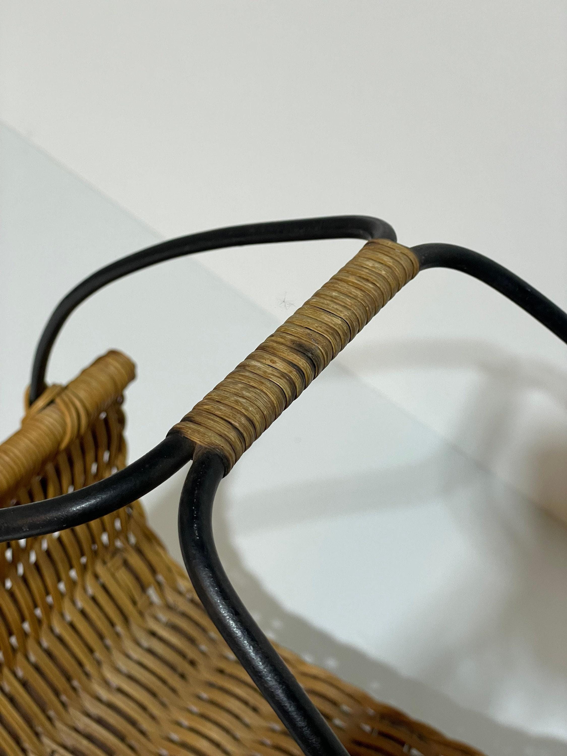 Vintage Newspaper Rack Basket Weave Wicker Newspaper Rack String 60s ...