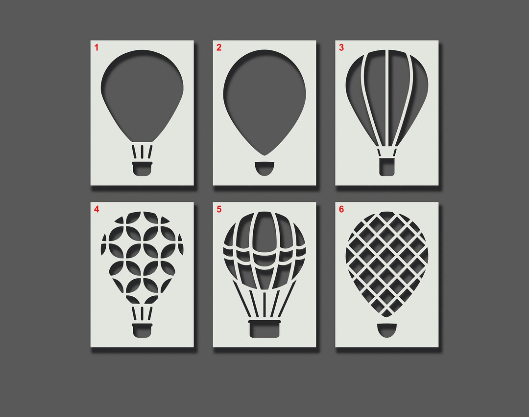 Hot Air Balloon Stencils Part 2 Reusable Stencils for Wall Art, Home ...