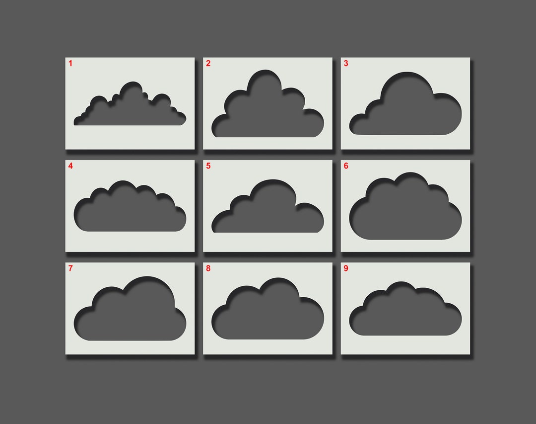 Cloud Stencils Part 2 Reusable Stencils for Wall Art, Home Décor ...