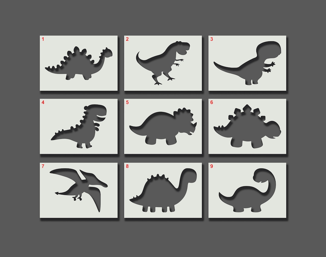 Cute Dinosaur Stencils Part 1 Reusable Stencils Wall Art, Home Décor ...