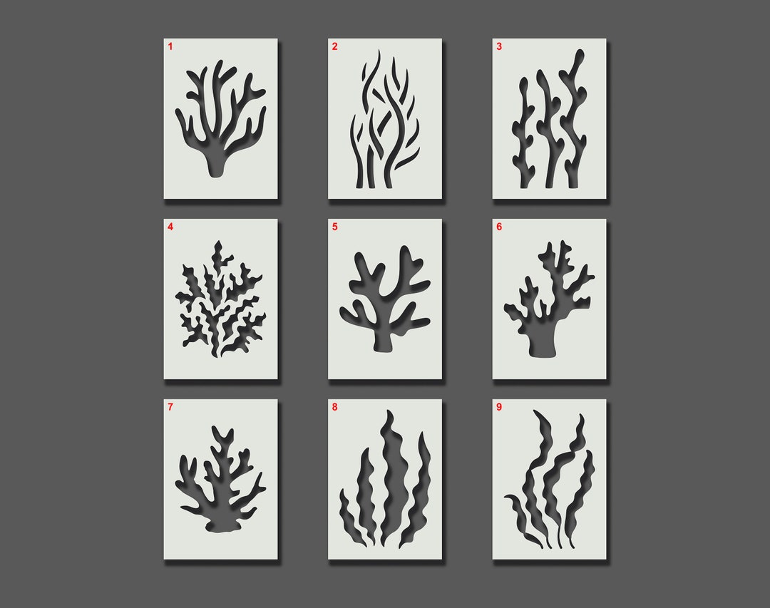 Coral / Seaweed / Underwater Stencils Reusable Stencils for Wall Art, Home Décor, Painting, Art ...
