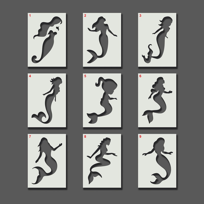 Mermaid Stencil Etsy