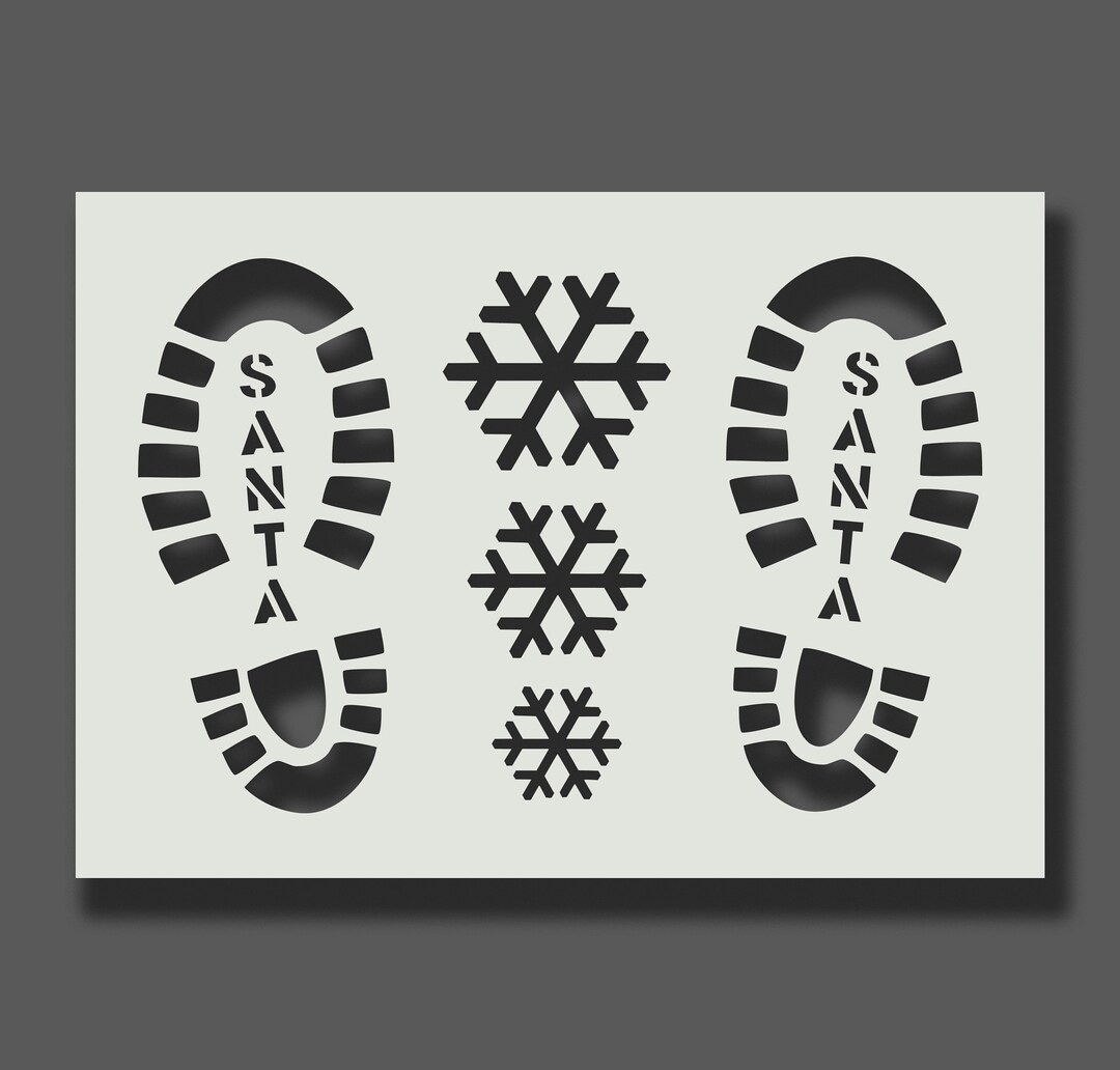 Santa Footprints / Boots Stencil Reusable Stencil. Christmas, Snowflake ...