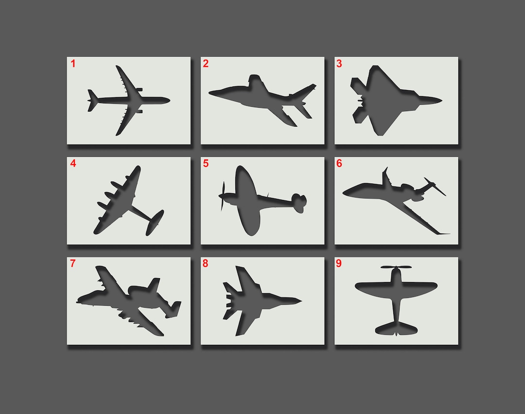 Airplane Stencils Part 1 Reusable Stencils for Wall Art, Home Décor ...