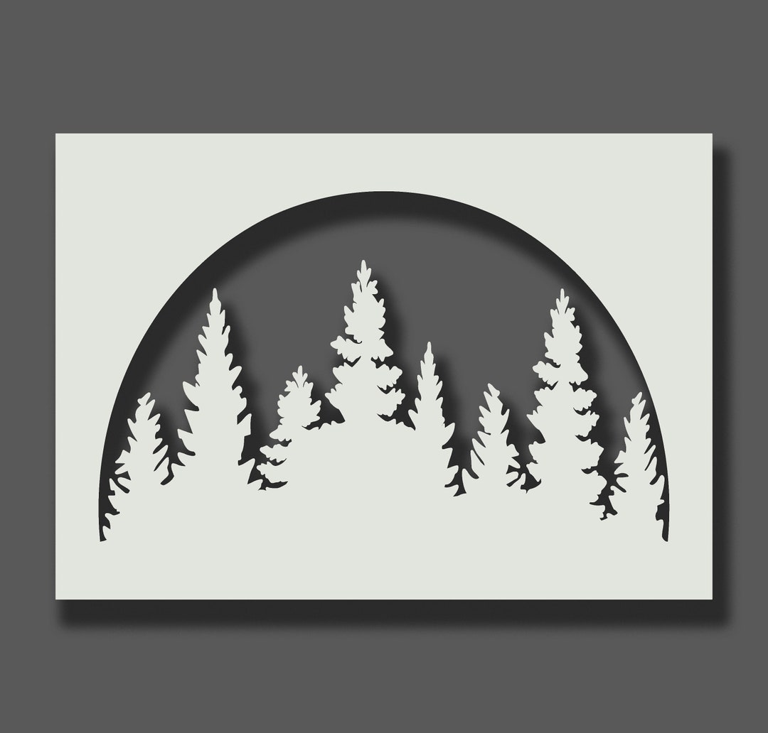 Pine Forest / Woodland / Tree Stencil Reusable Stencils for Wall Art ...