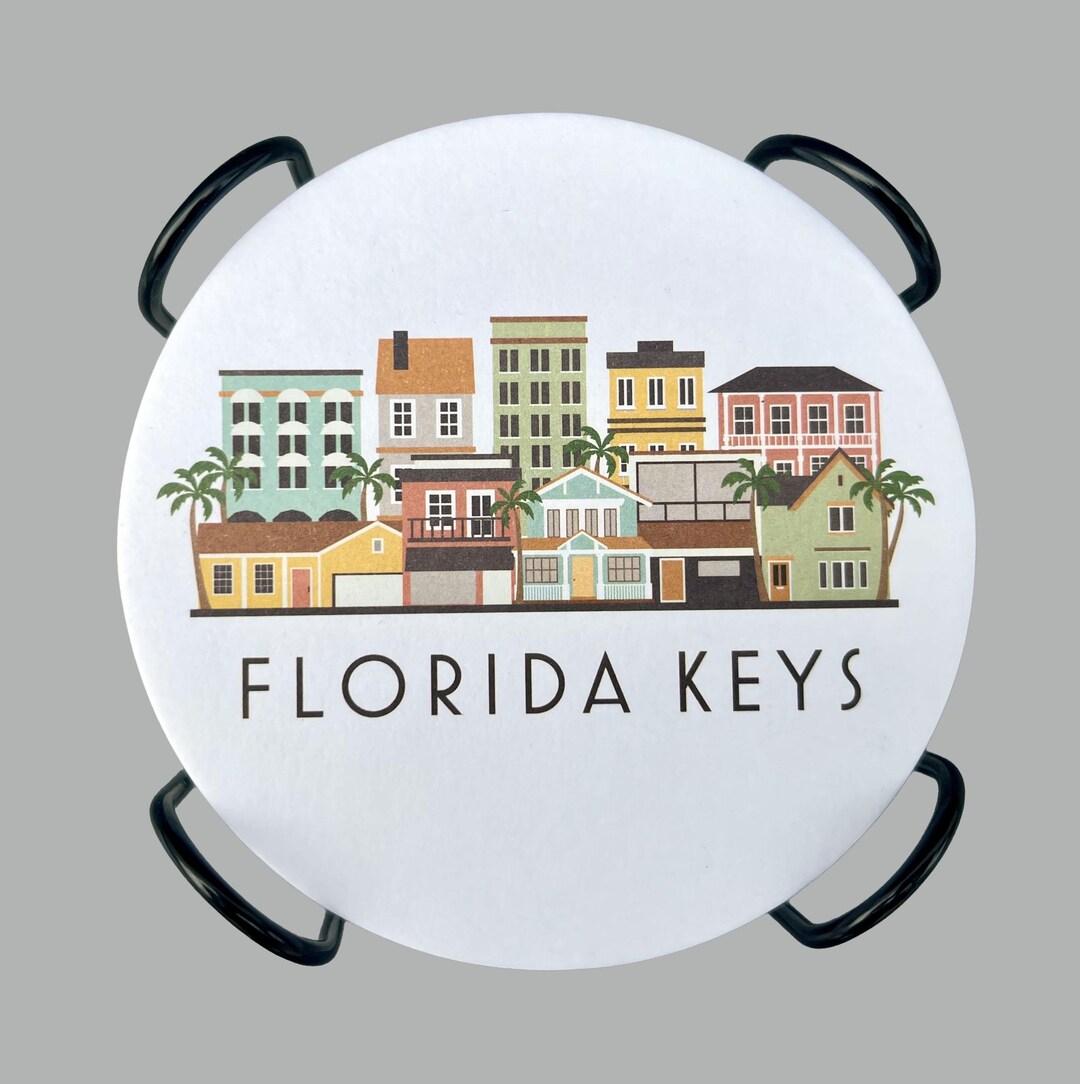 Florida Keys Skyline Paper Pulp Board Coasters Set of 15 With Black ...
