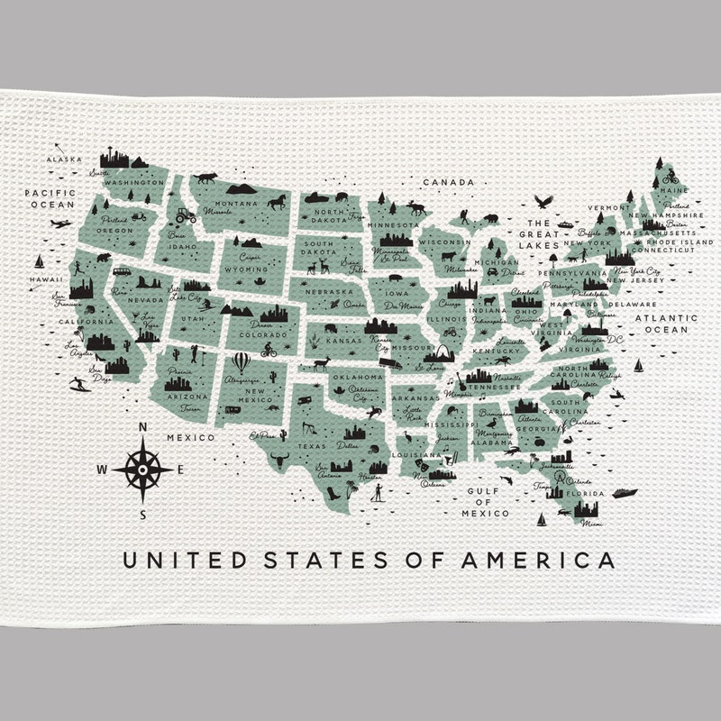 Map Tea Towel - Etsy