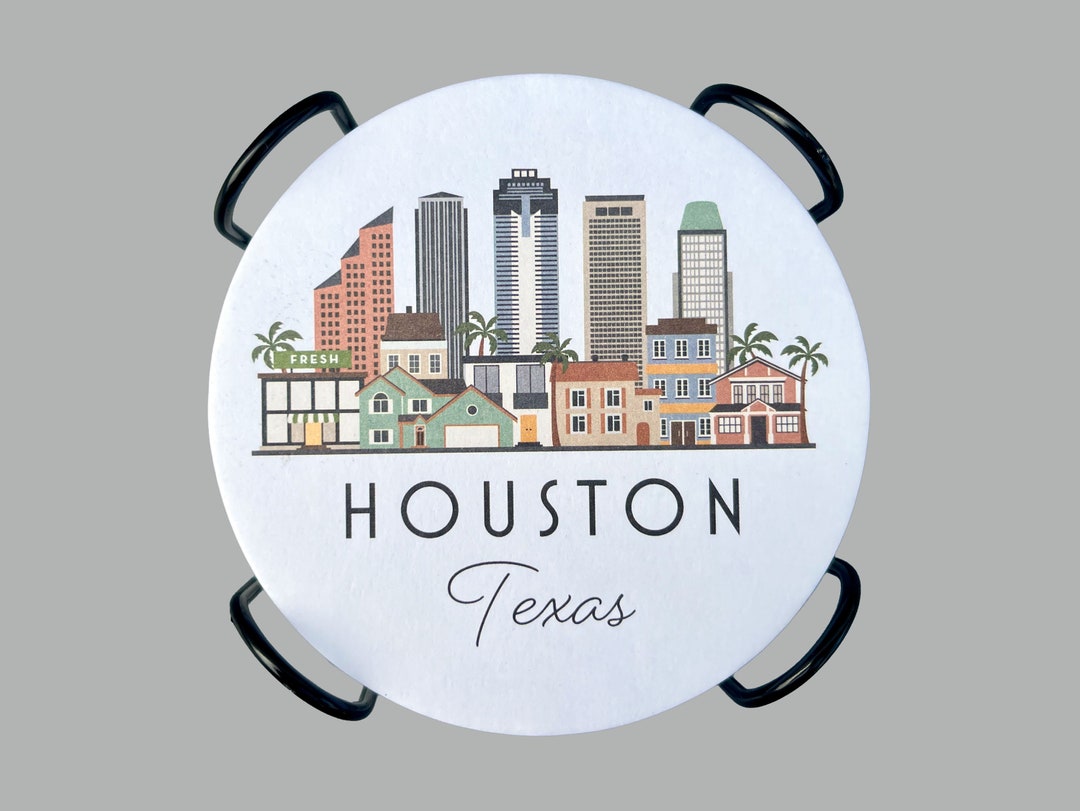 Houston Texas Skyline Paper Pulp Board Coasters Set of 15 With Black ...