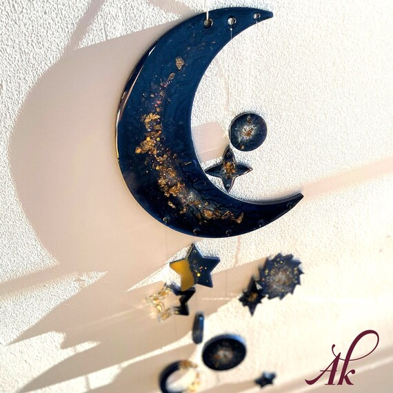 Panels & Wall Hangings Art & Collectibles Wall Decor Resin Moon Hanging ...