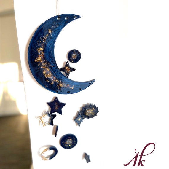 Panels & Wall Hangings Art & Collectibles Wall Decor Resin Moon Hanging ...