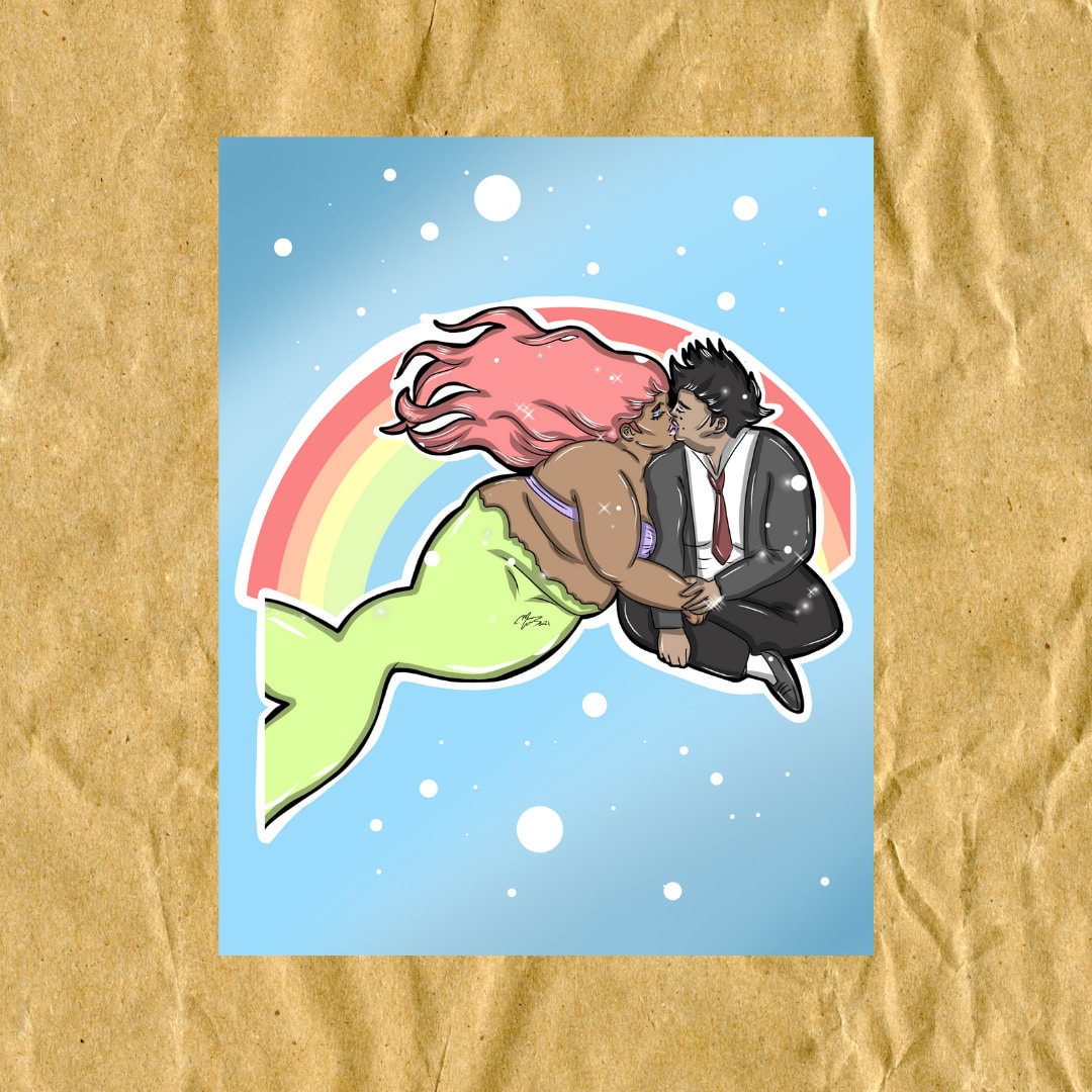 Queer Mermaid Couple Print Art Print Digital Print Mermaid | Etsy