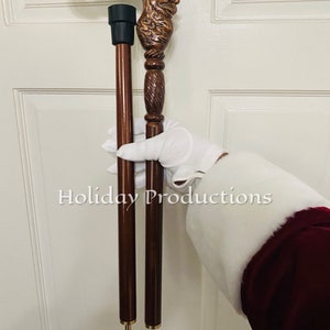 Professional 38” Santa Carved Wood Santa Walking Stick Cane Accessory ...