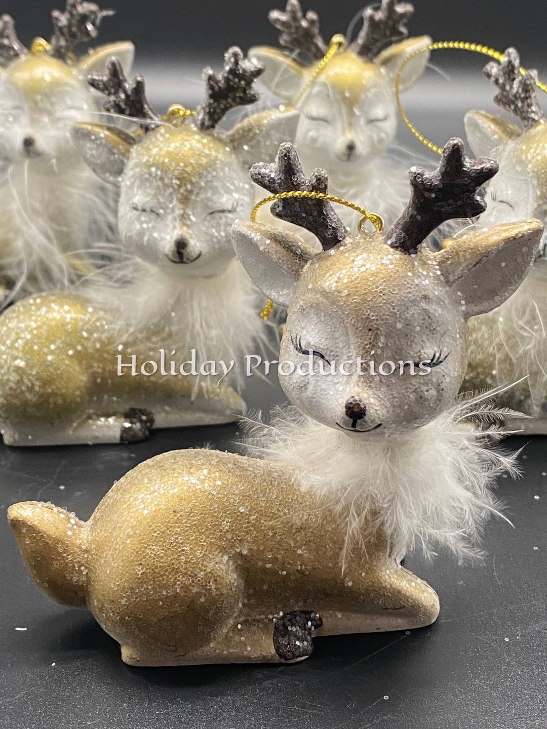 Set of 6 Retro Style Reindeer Christmas Tree Ornaments NEW - Etsy