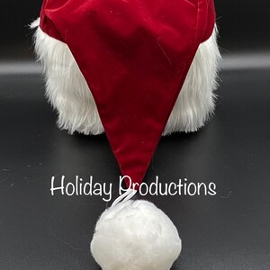 XL Santa Hat Burgundy Polyester Rich Velvet W/ Long White Faux Fur Cuff ...