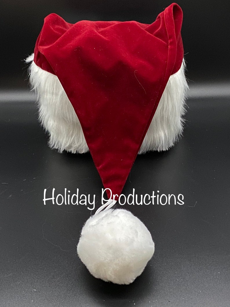 XL Santa Hat Burgundy Polyester Rich Velvet W/ Long White Faux Fur Cuff ...