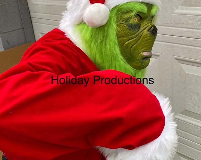 Deluxe Adult Large Christmas Grouch Mascot Costume New Christmas Parade ...